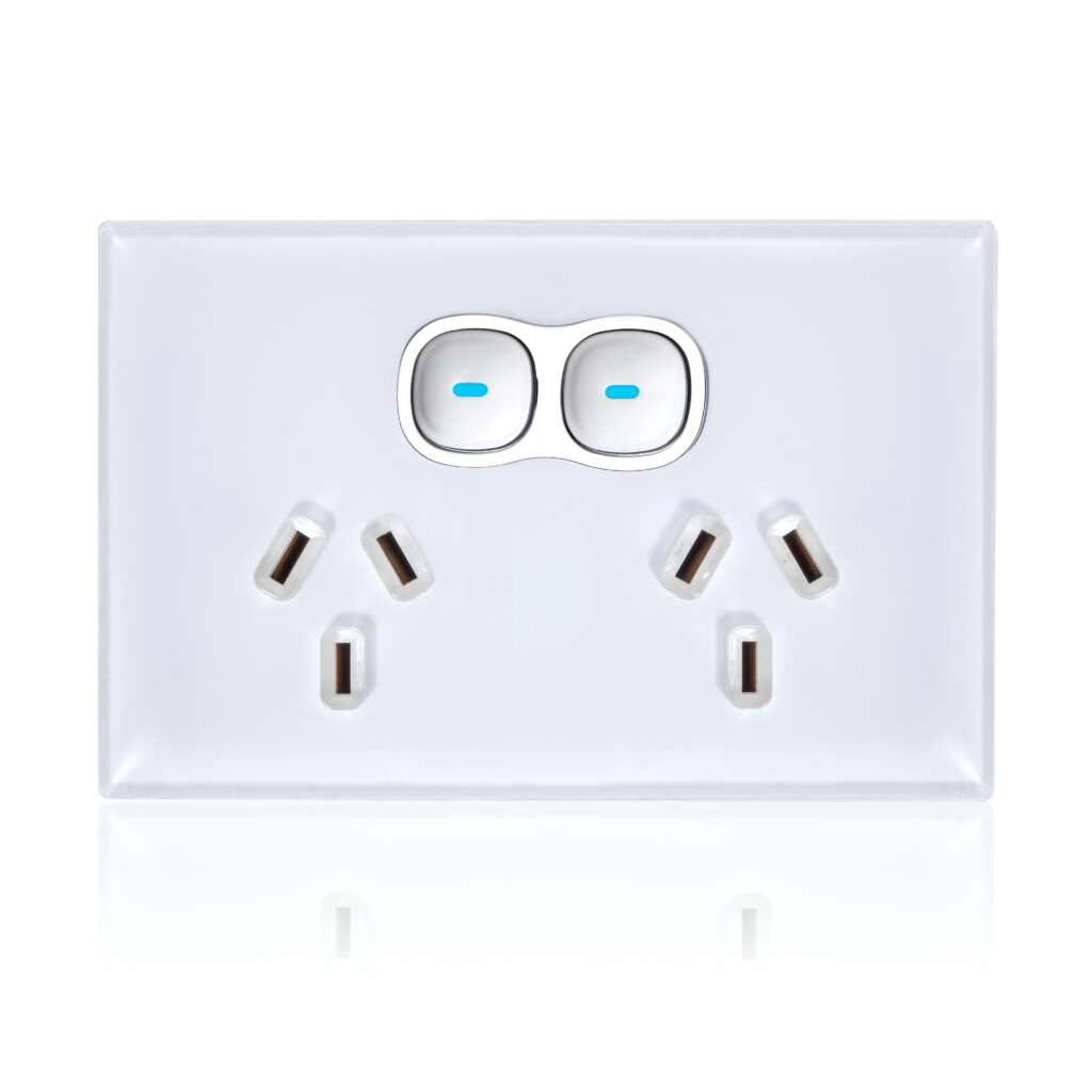 Transco Glass double GPO with built-in LED push button switch P2G ...