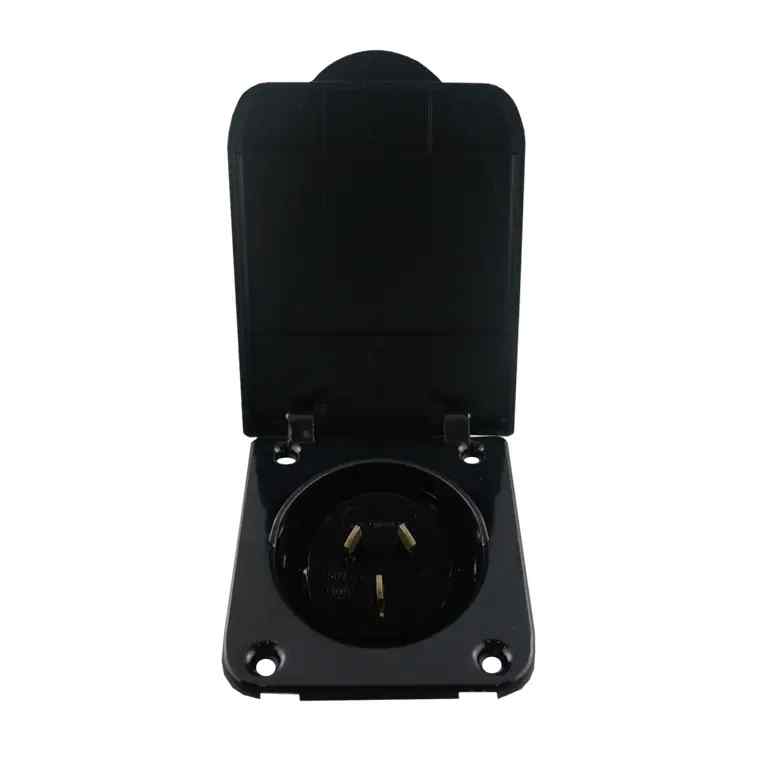 CGS Caravan Inlet Male – 3 Pin 250V AC 10A Black