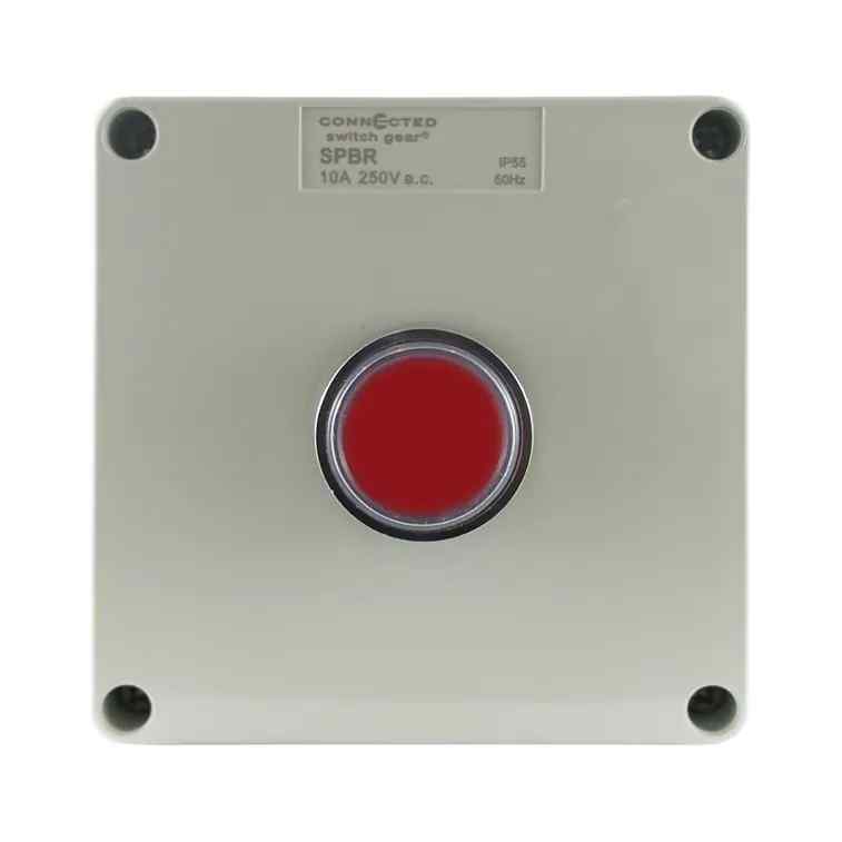 CGS Push Button Control Box IP55 – Red 240V AC 3A Utilisation Cat AC15 1NC