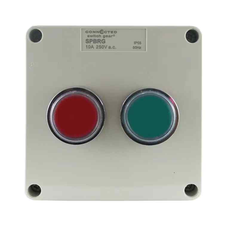 CGS Push Button Control Box IP55 – Red + Green 240V AC 3A Utilisation ...