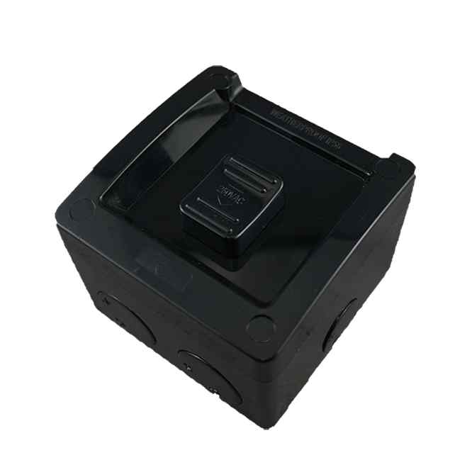 CGS Single Weatherproof Surface Switch 1 Gang – BLACK