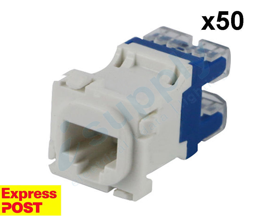 50 X CLIPSAL COMPATIBLE CAT6 RJ45 Data Inserts Jacks Mech EXPRESS POST